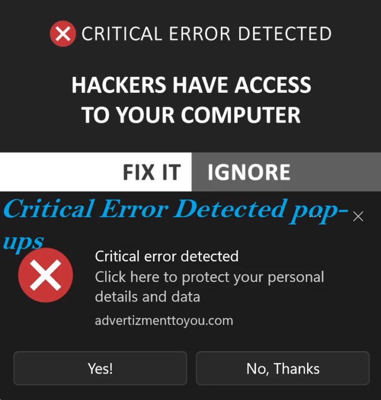 How to Remove Critical Error Detected pop-ups - Malware Guide